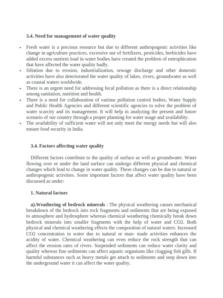 Factors Influencing Water Quality Management | PDF | Water Pollution ...