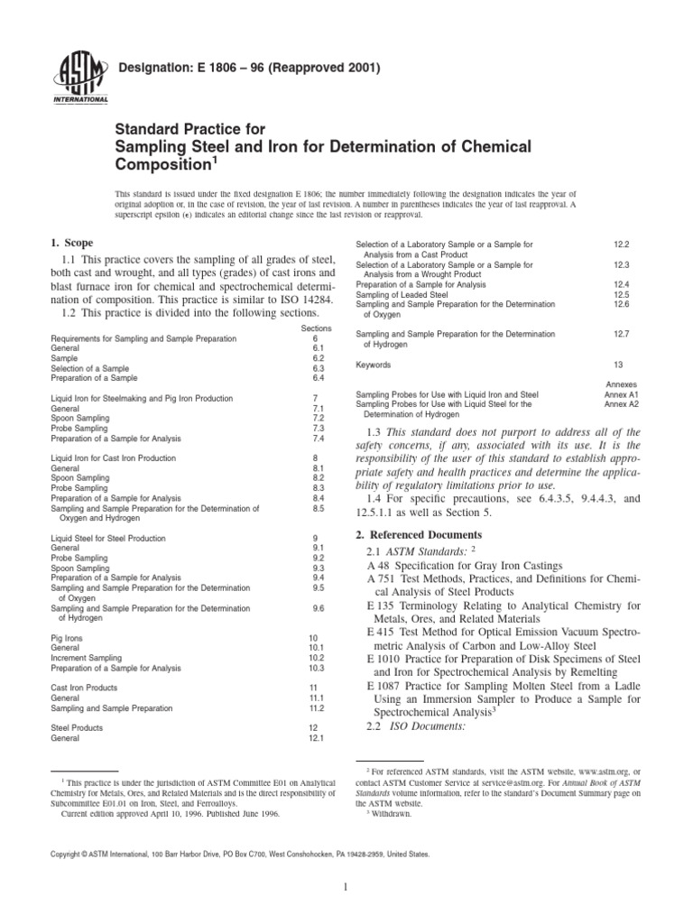 E1806 | PDF | Steelmaking | Iron