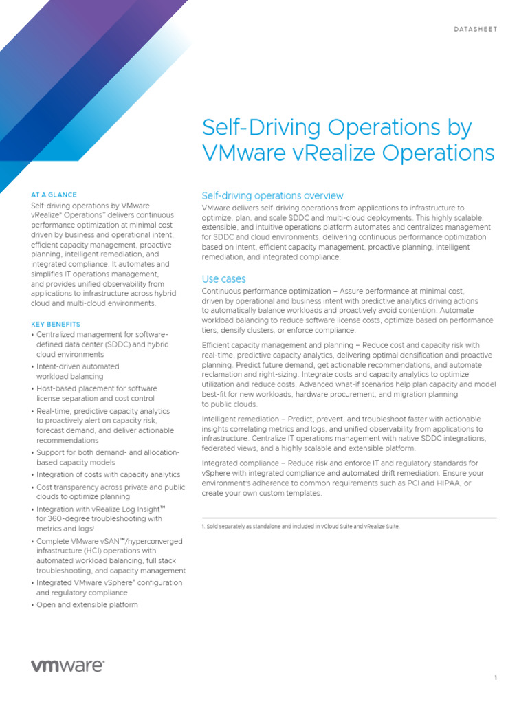 vmw-vrealize-operations-datasheet | PDF | Cloud Computing | Virtual Machine