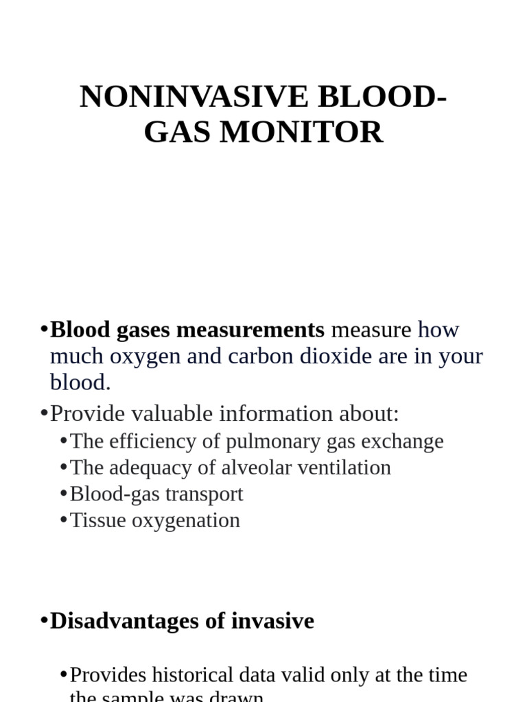 NONINVASIVE BLOOD-GAS MONITOR (Autosaved) | PDF | Carbon Dioxide | Blood