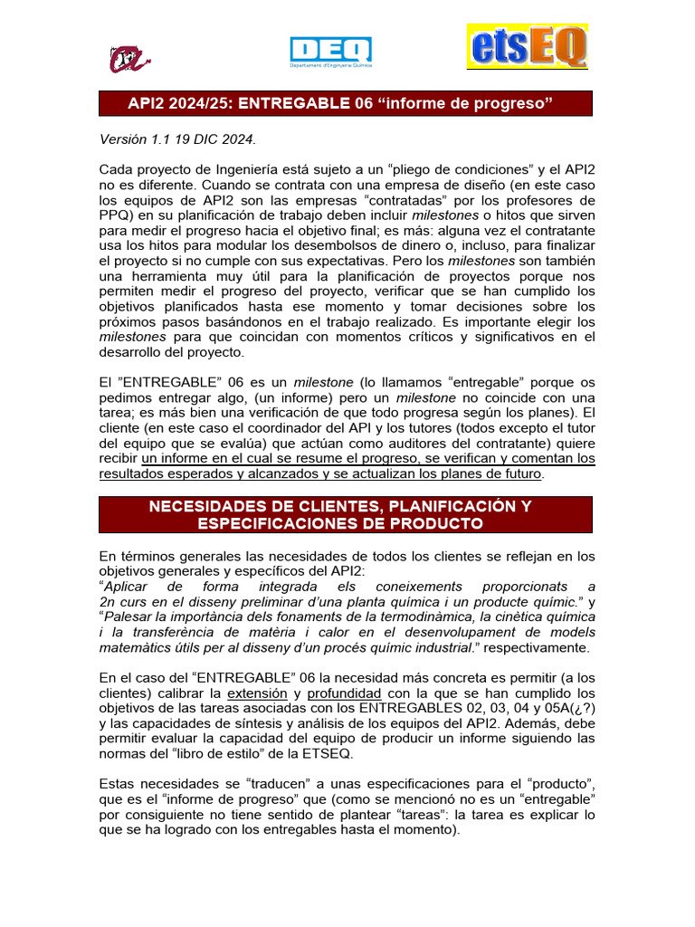 Api2 2024 - 25 Entregable 06 Informe de Progreso V1 - 1 | PDF | Planificación