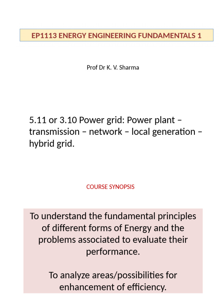 EED Chap 1 Introduction 5 Energy Delivery C3 W2 OKK | PDF | Electrical Grid | Electricity Generation