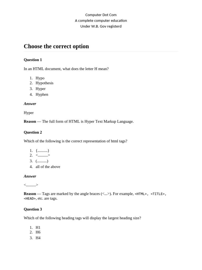 HTML An Introductin Class 6 Chapter 7 | PDF | Html | Html Element