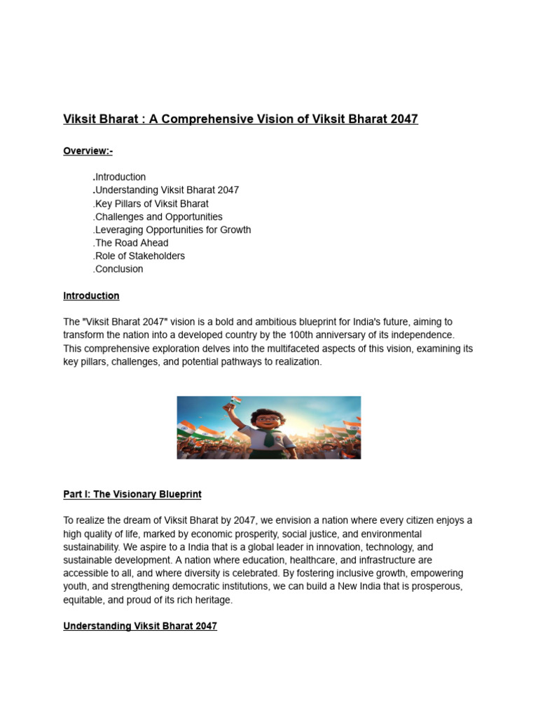 Viksit Bharat 2047: Vision and Pillars | PDF | Sustainability | Social ...