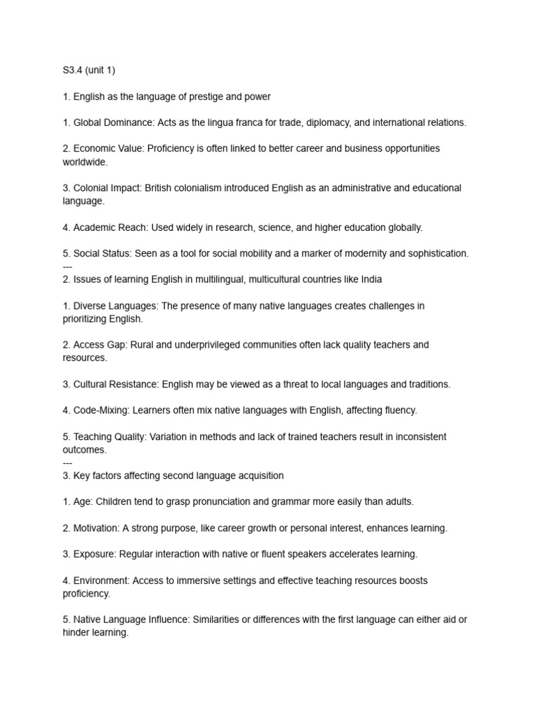 S3.4 (unit 1) | PDF | Learning | Second Language