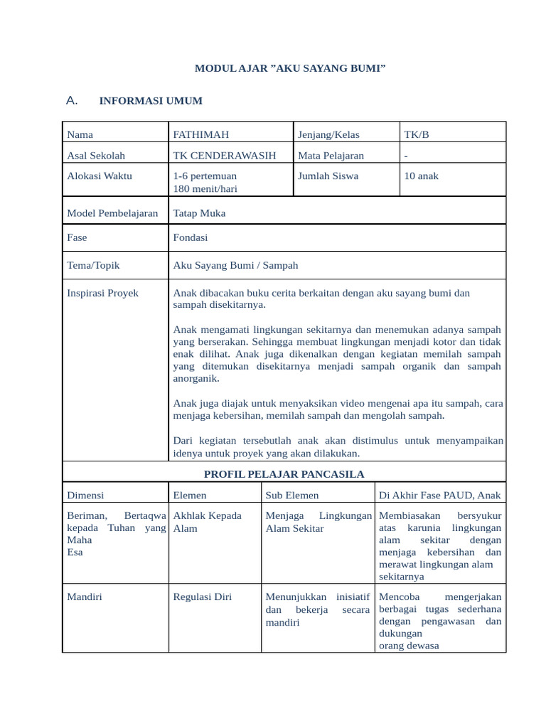 Modul Ajar P5 Ppra | PDF