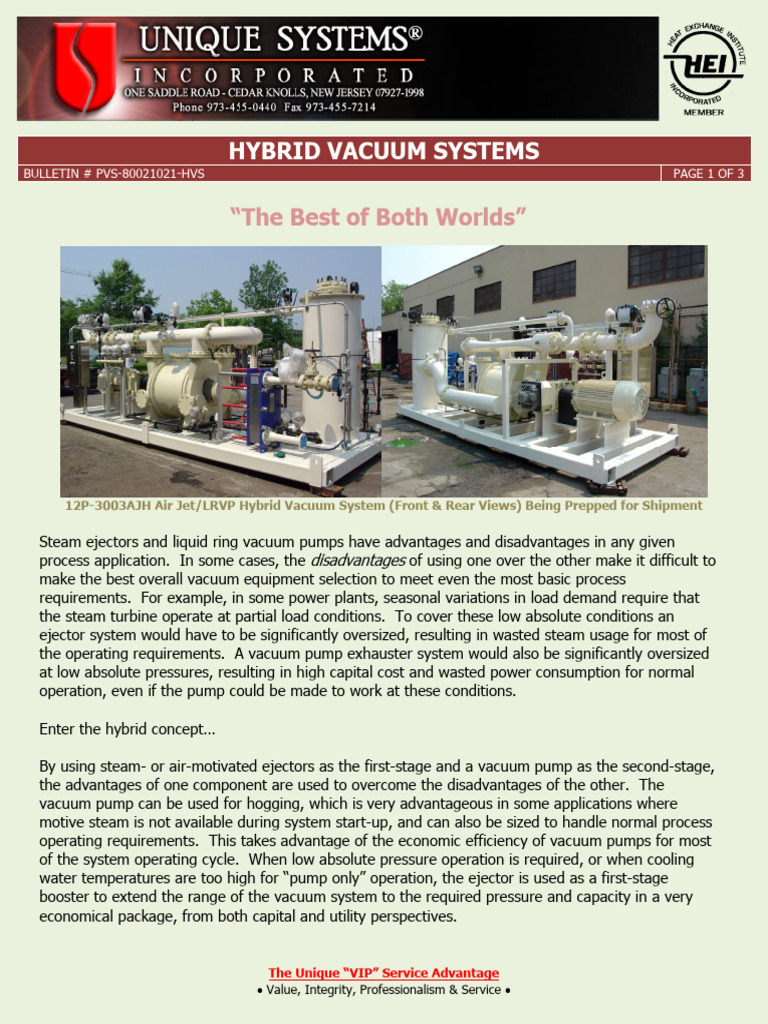 Bulletin Pvs-80021021-Hvs-Hybrid Vacuum Systems | PDF | Vacuum | Pump