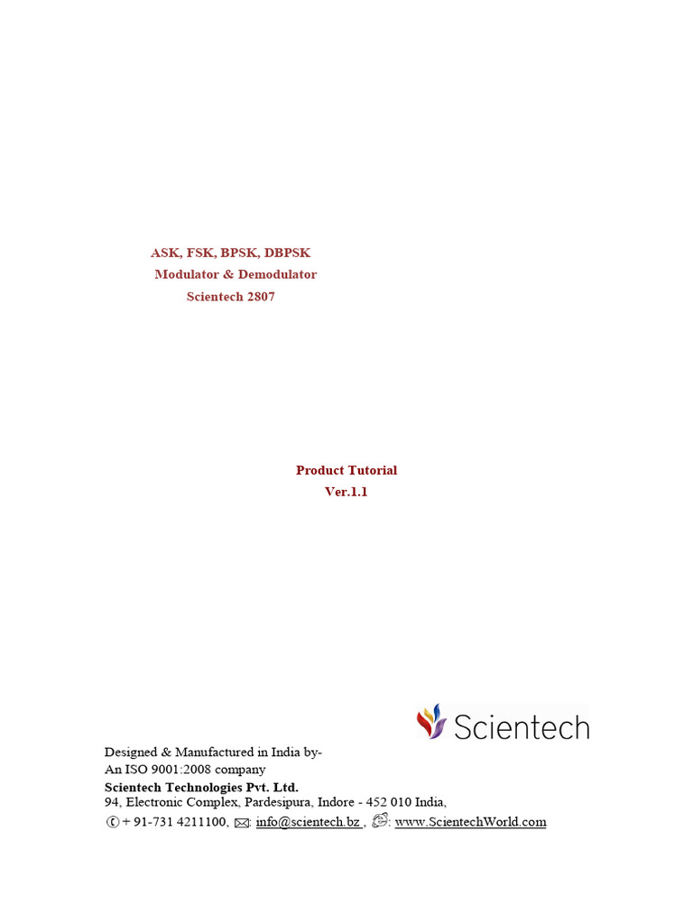 Scientech 2807 Modulator/Demodulator Guide | PDF | Modulation | Phase ...