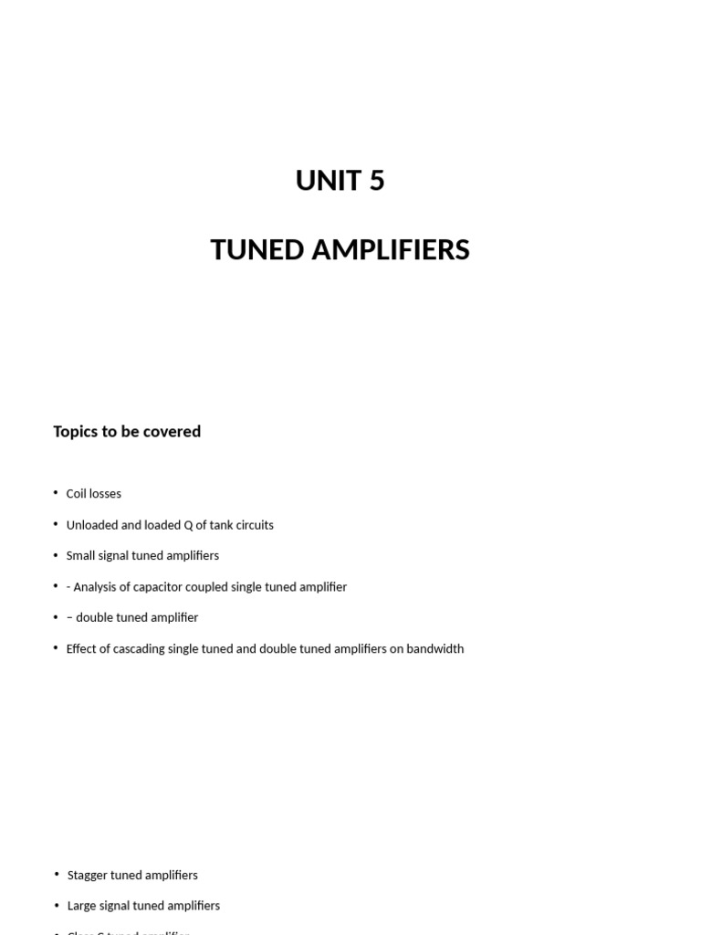 ECA UNIT 5 Tuned Amplifiers | PDF | Amplifier | Inductor