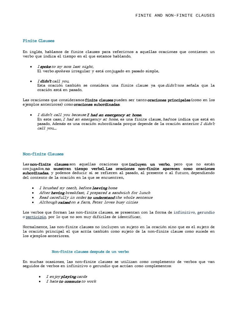 Finite Clauses | PDF