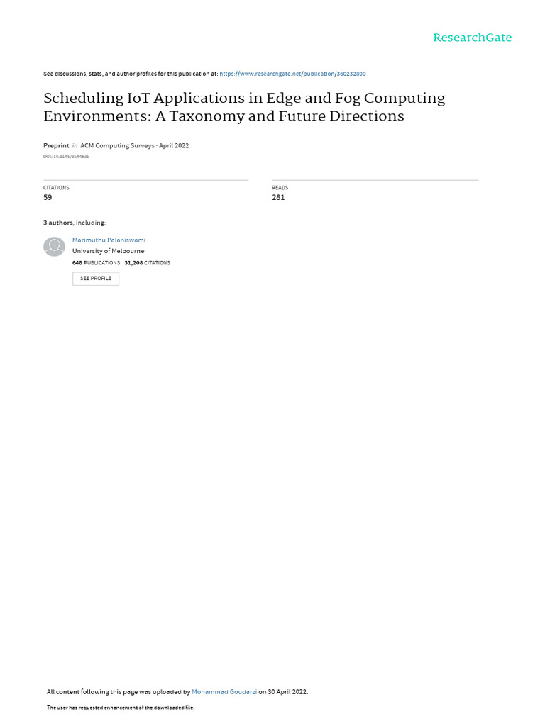 Scheduling Iot Applications in Edge and Fog Computing Environments: A Taxonomy and Future ...