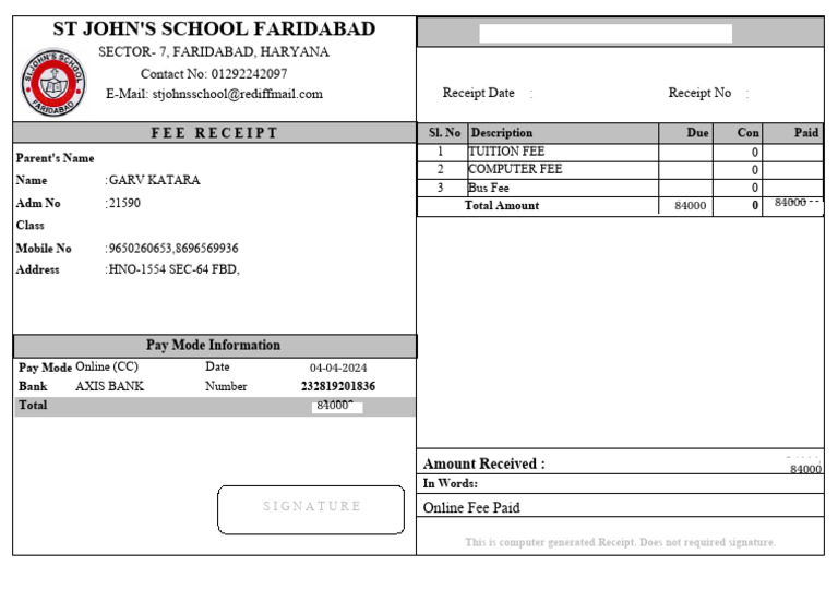 School Tution Fee | PDF