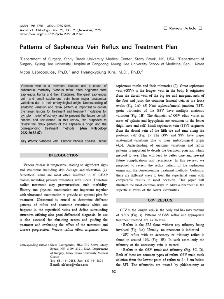 Saphenous Vein Reflux Patterns & Treatments | PDF | Varicose Veins | Vein