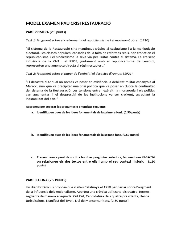 Model Examen 6 Pau | PDF