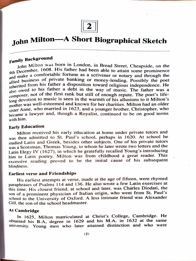 Milton and His Life Work | PDF