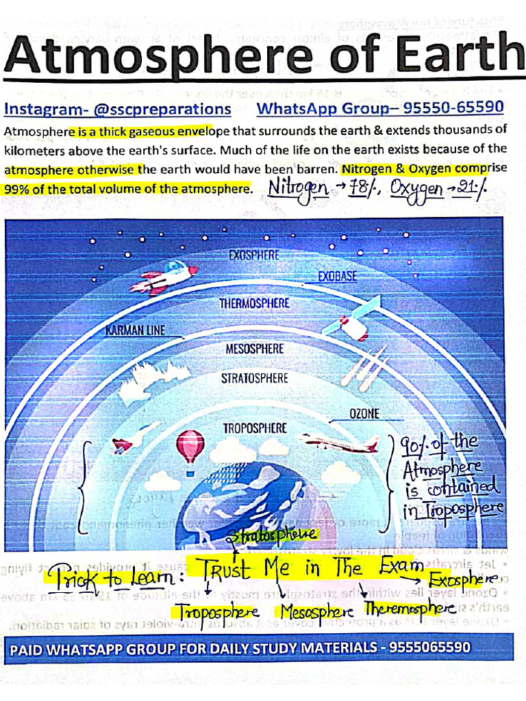 Atmosphere of Earth - Notes+Analysis For IB ACIO 2024 | PDF