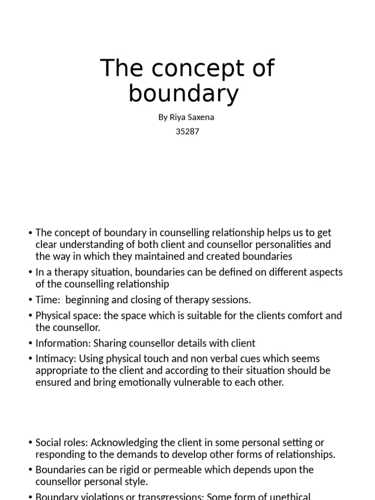 Concept of Therapeutic Boundaries | PDF | Psychotherapy | Behavioural ...