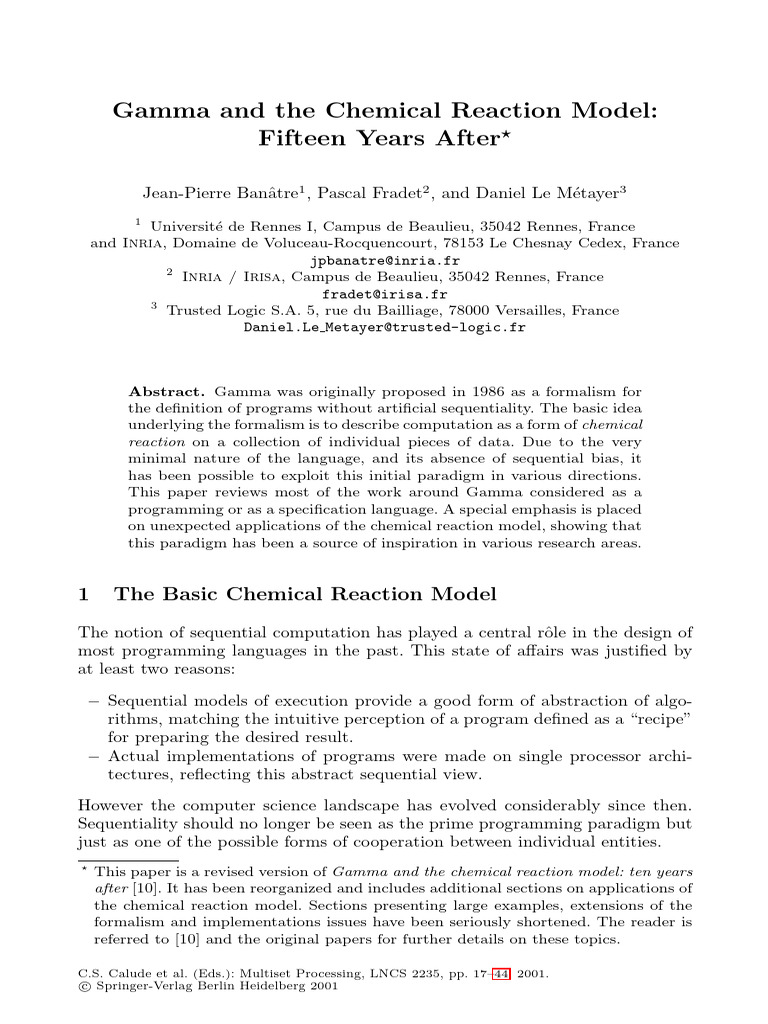 Gamma and The Chemical Reaction Model: Fifteen Years After | PDF ...