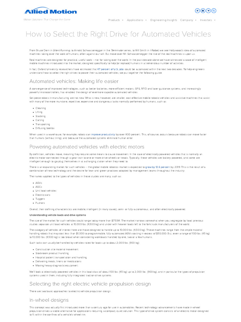 How To Select The Right Drive For Automated Vehicles - Allied Motion ...