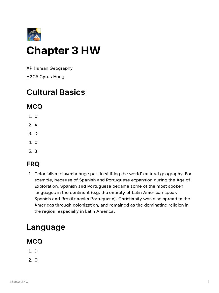 Chapter 3 HW | PDF | Western World | Asia