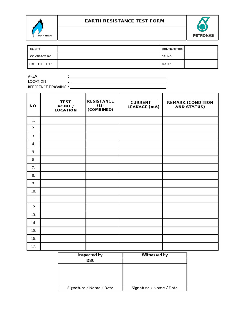 Ground Resistance Test Form | PDF