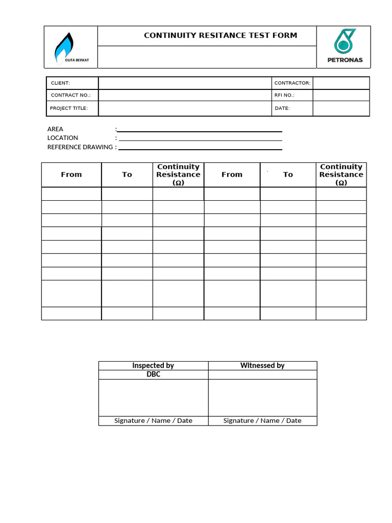 Electrical Testing Record Form | PDF