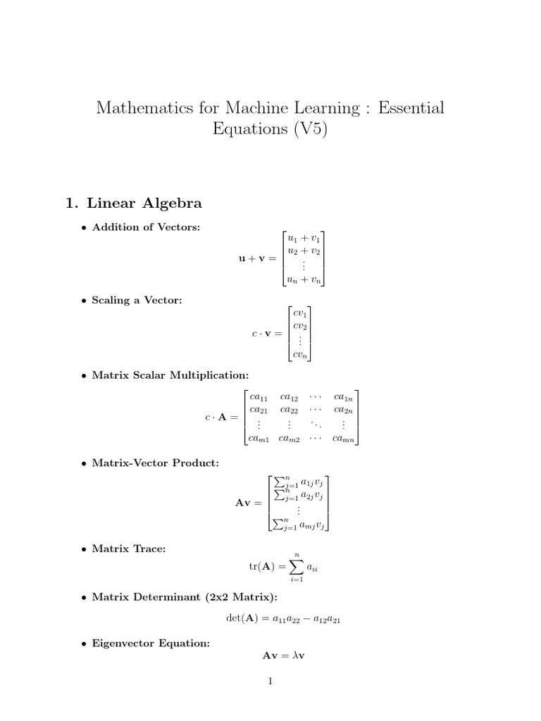Mathematics For Machine Learning V5 | PDF | Principal Component ...