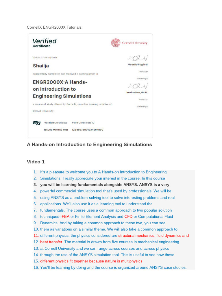Cornell X | PDF | Heat | Finite Element Method