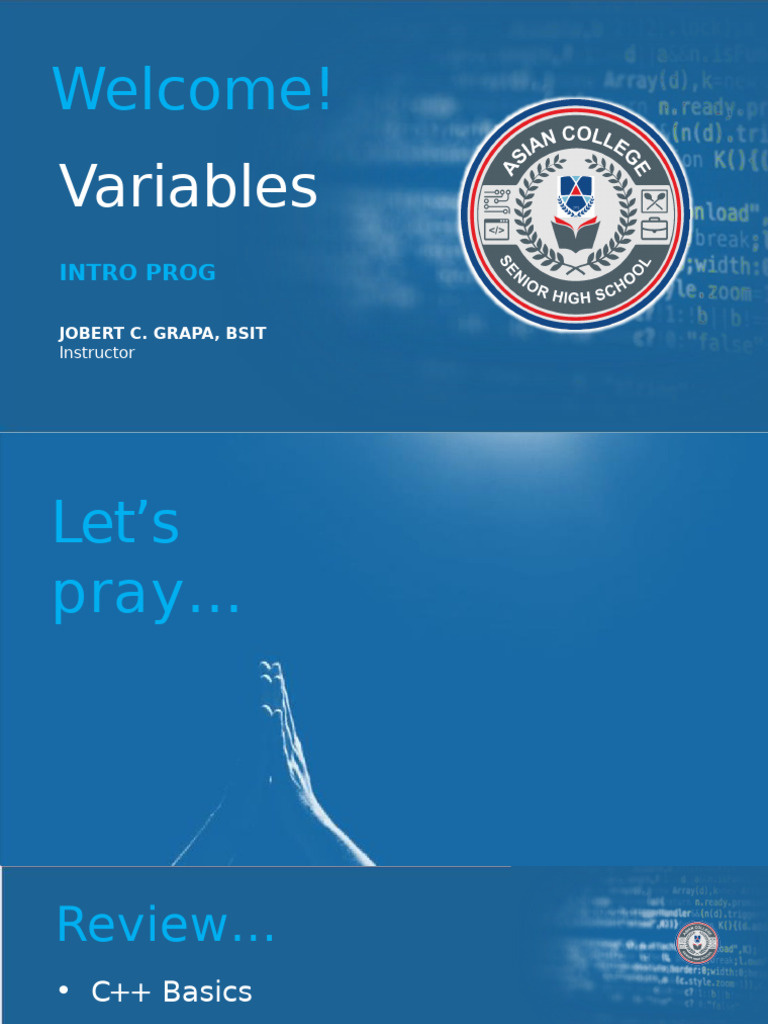 Lesson 5 - Variables | PDF | Data Type | Integer (Computer Science) Lesson 5 - Variables | PDF | Data Type | Integer (Computer Science)