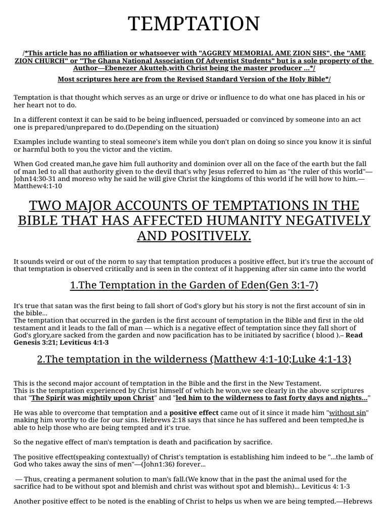 TEMPTATION | PDF | Jesus | Satan