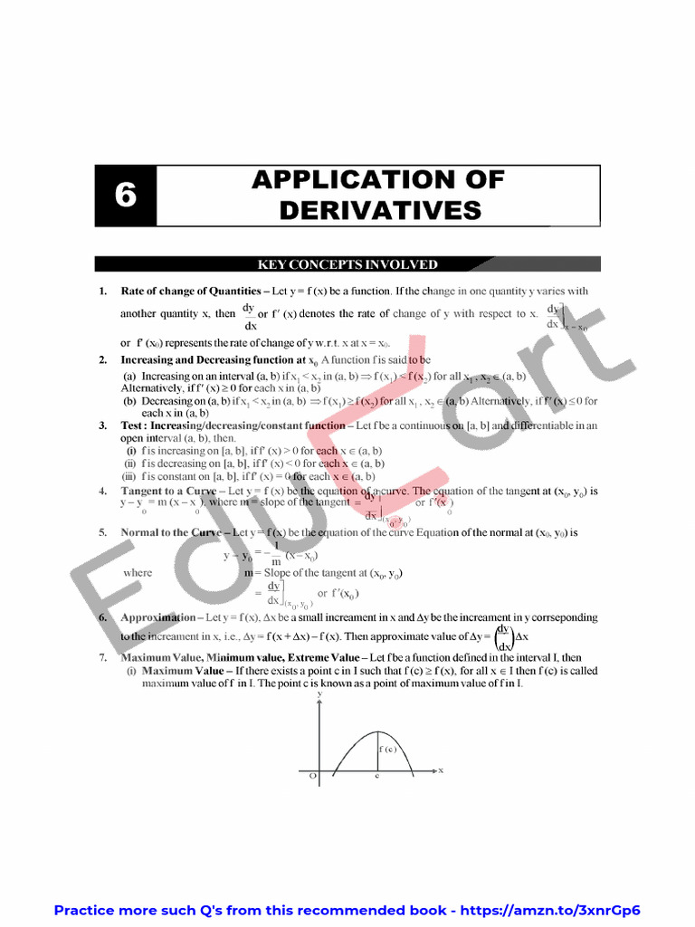 Class 12 Maths Formula Chapter-6 | PDF