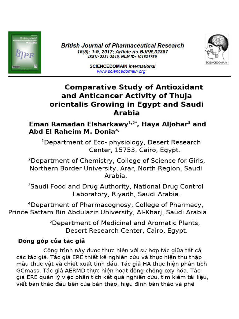 QTE 2017 Ht chống ung thư và oxh Trắc BD có TPHH hay đã xong | PDF