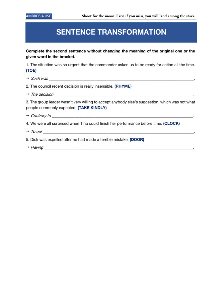 Sentence Transformation 220422 | PDF