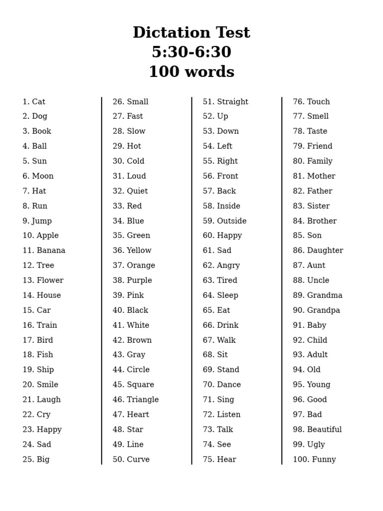 Dictation Test | PDF | Attitude (Psychology)