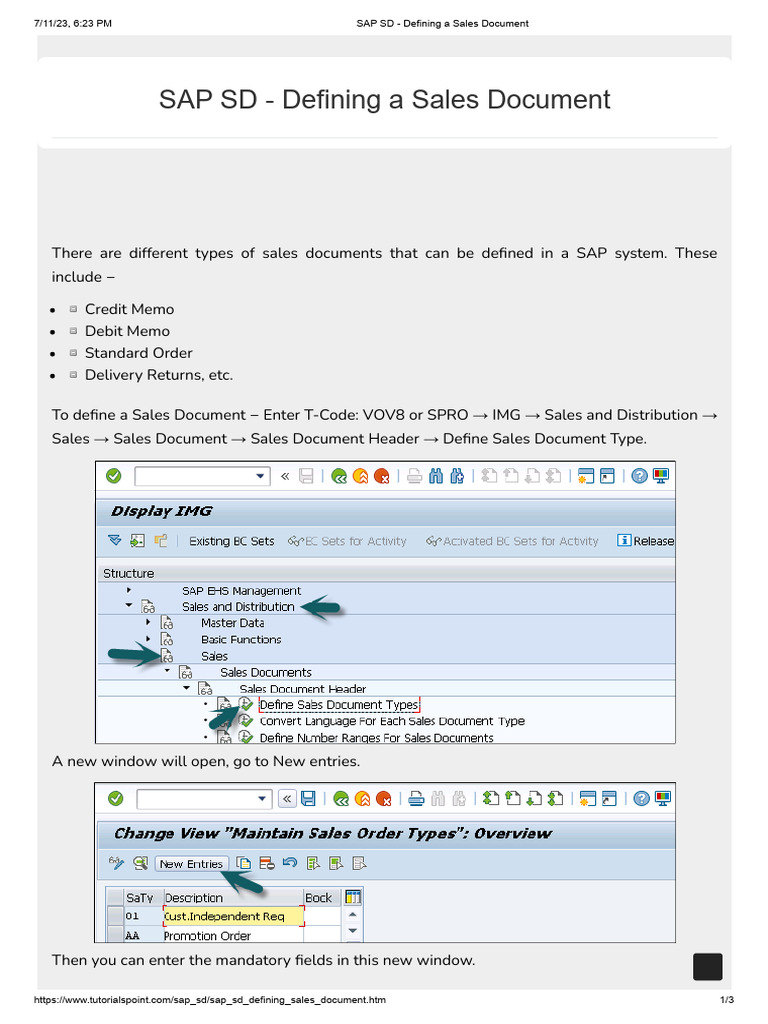 SAP SD - Defining a Sales Document | PDF SAP SD - Defining a Sales Document | PDF