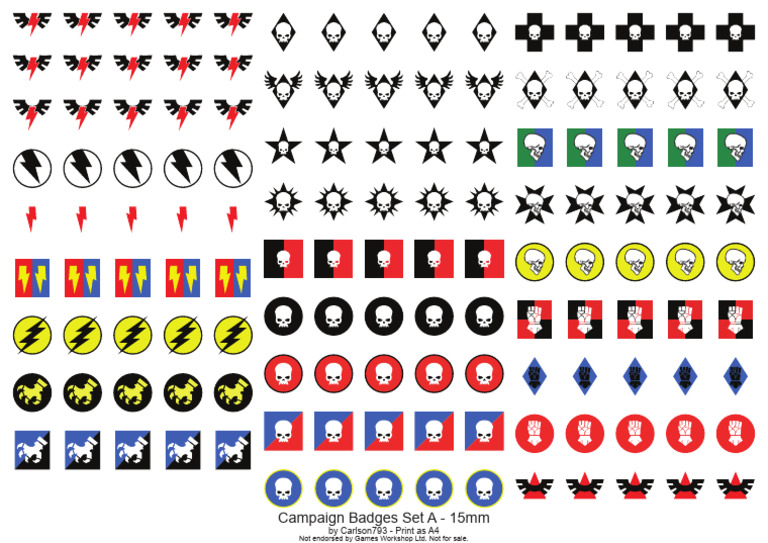 Campaign Badges - 15mm Set A | PDF