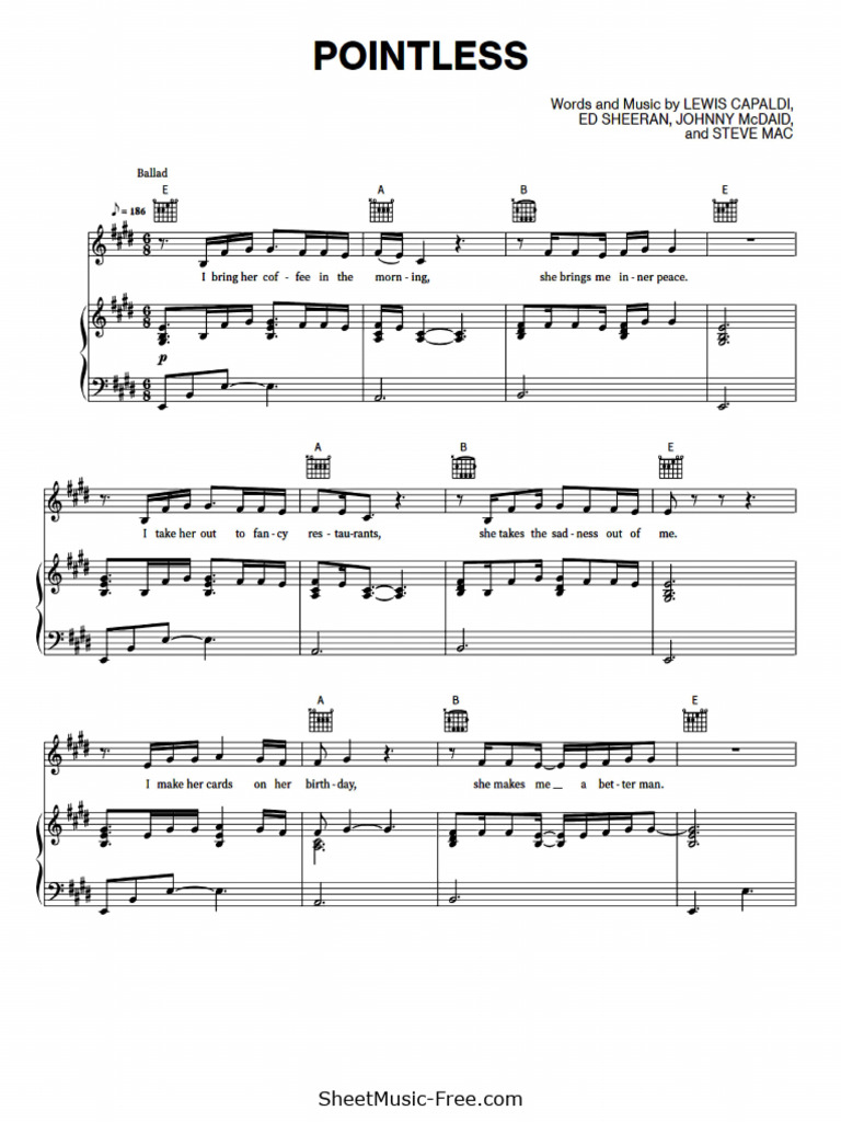 Pointless Sheet Music Lewis Capaldi SheetMusic | PDF