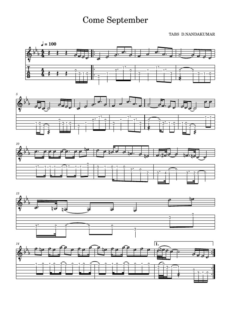 Come September in C Minor in 1st Position | PDF