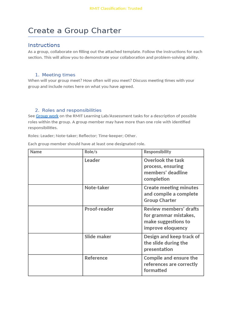 Group Charter TEMPLATE-1 | PDF | Behavior Modification | Cognitive Science