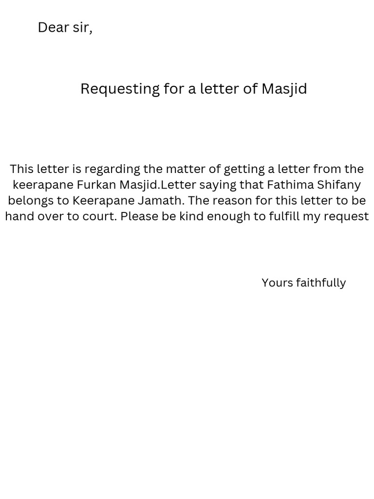 Request for Masjid Membership Letter | PDF