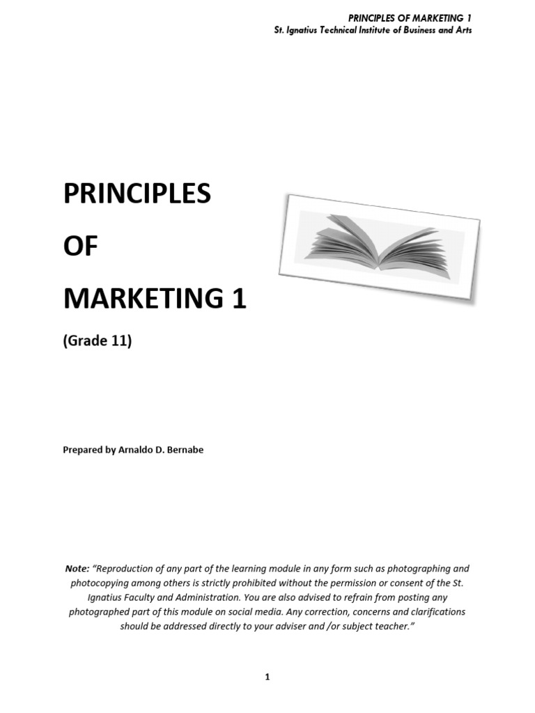 Grade 12 Principles of Marketing 1st Sem | PDF | Marketing | Market ...