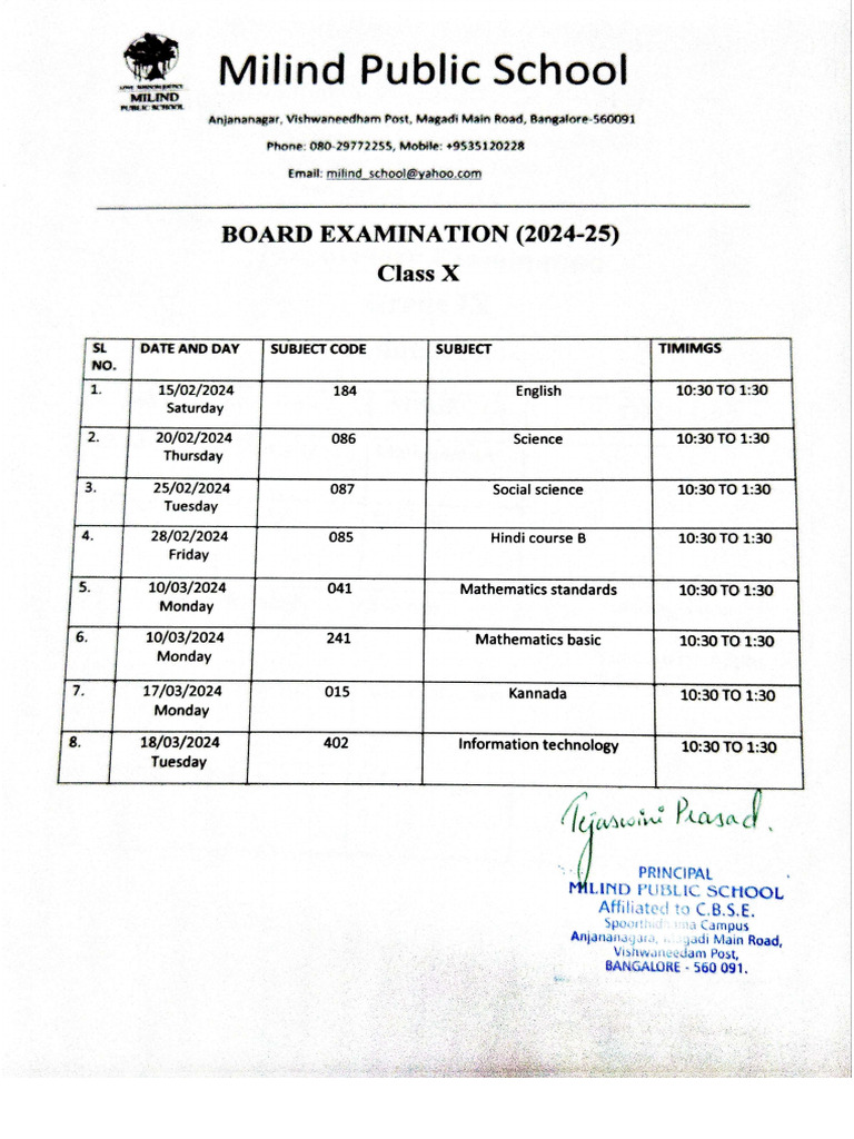 Board Examination Class X 2024-25 | PDF