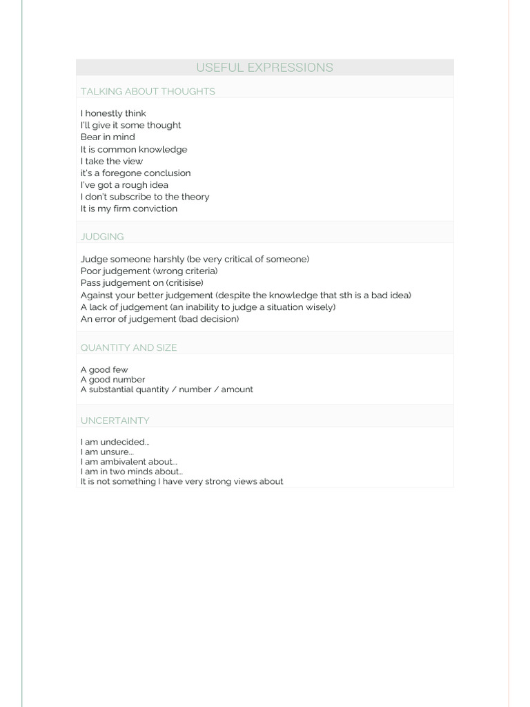 Useful Expressions-Cheat Sheet | PDF