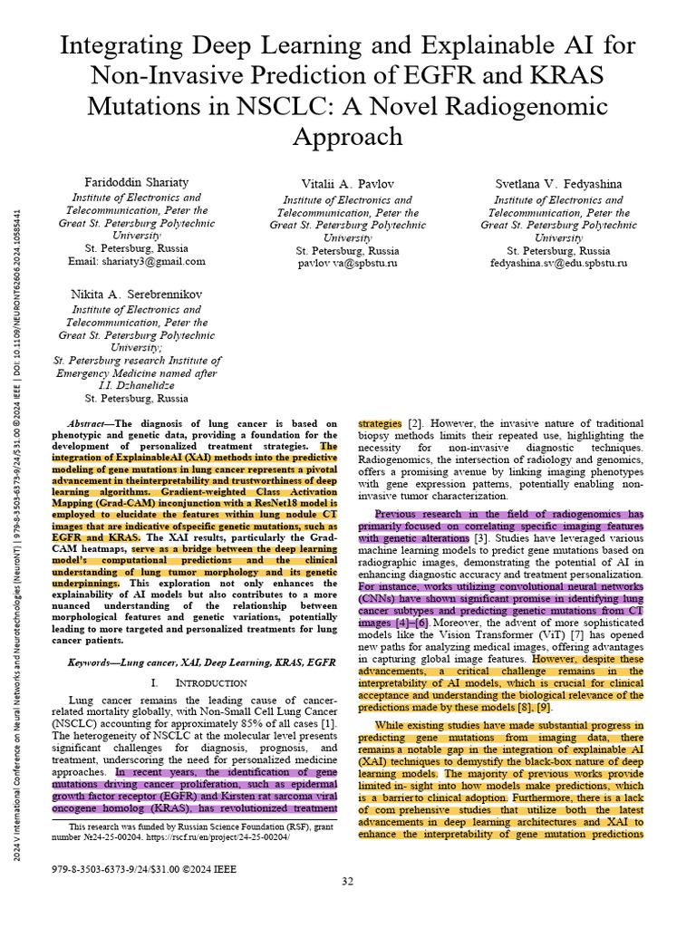 Integrating Deep Learning and Explainable AI For Non-Invasive Prediction of EGFR and KRAS ...