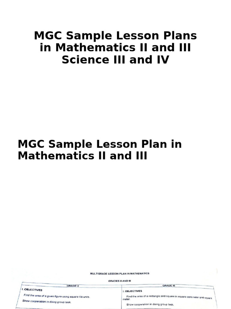 MCG Sample Lesson Plans | PDF