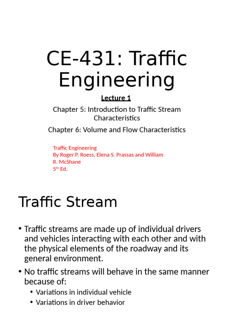 Lect1 - Traffic Stream Characteristics | PDF | Traffic