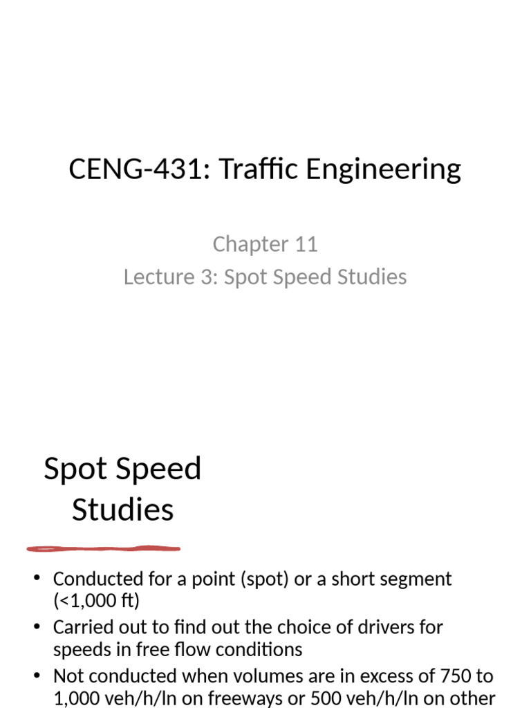 lect3_spot speed, travel time and delay studies | PDF | Road Safety | Road Transport