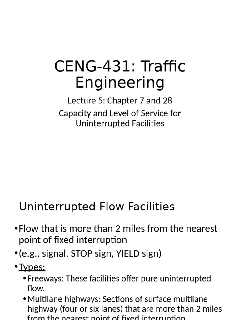 lect5_capacity and LOS concepts | PDF | Traffic | Road Infrastructure