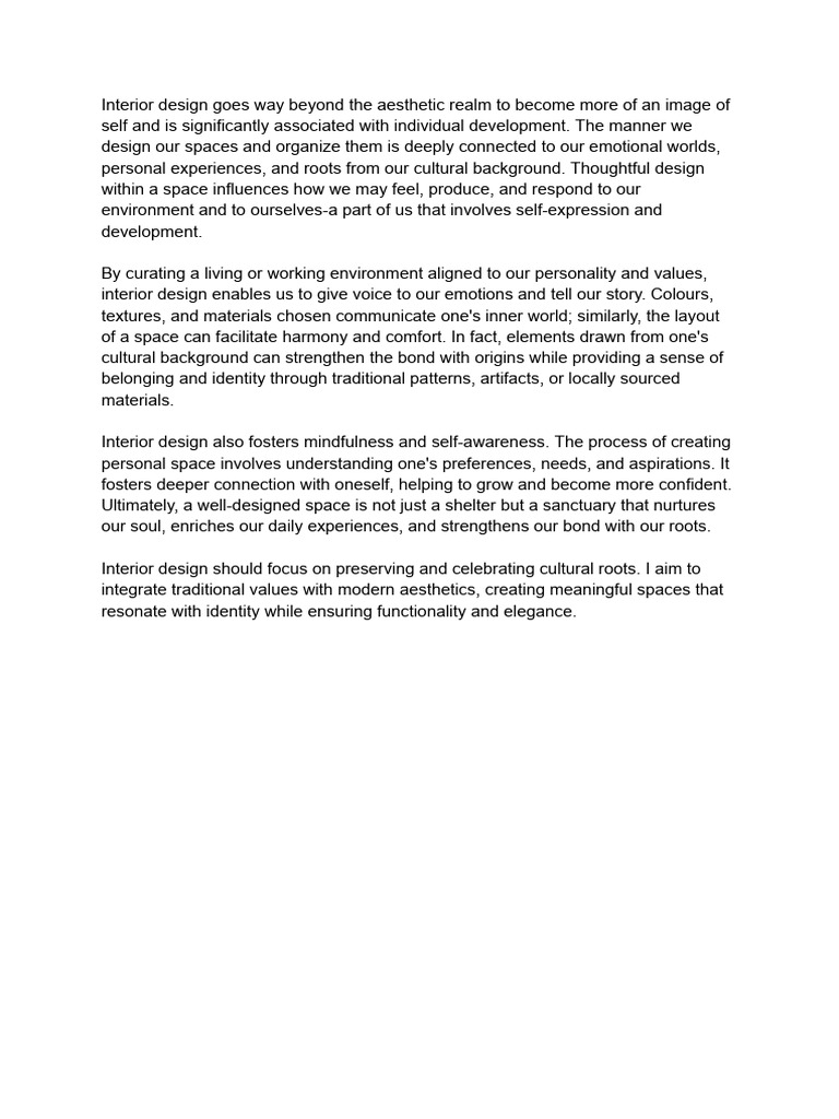 Interior Design: Self-Expression & Culture | PDF