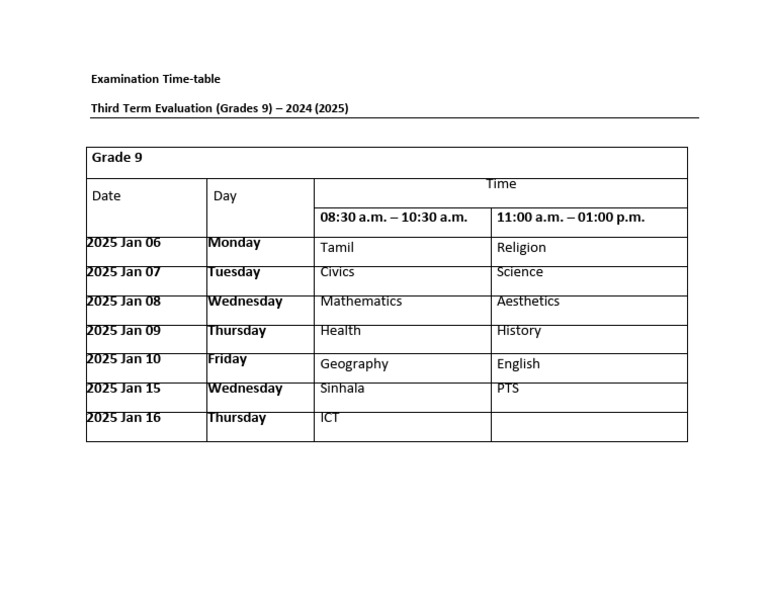 Timetable TTT - 2024 GR09 | PDF